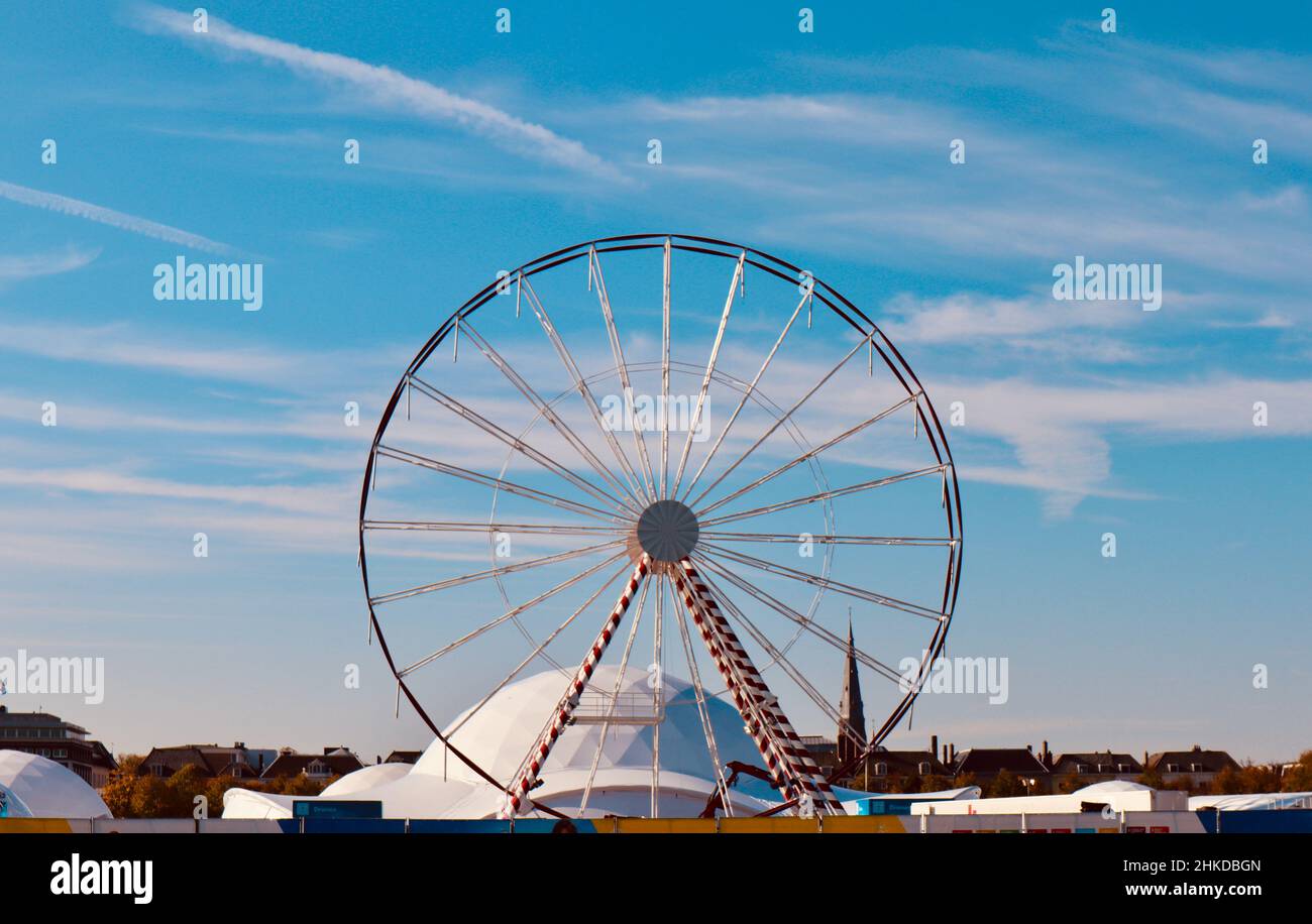 Malieveld The Netherlands, The Hague event building up with a ferris ...