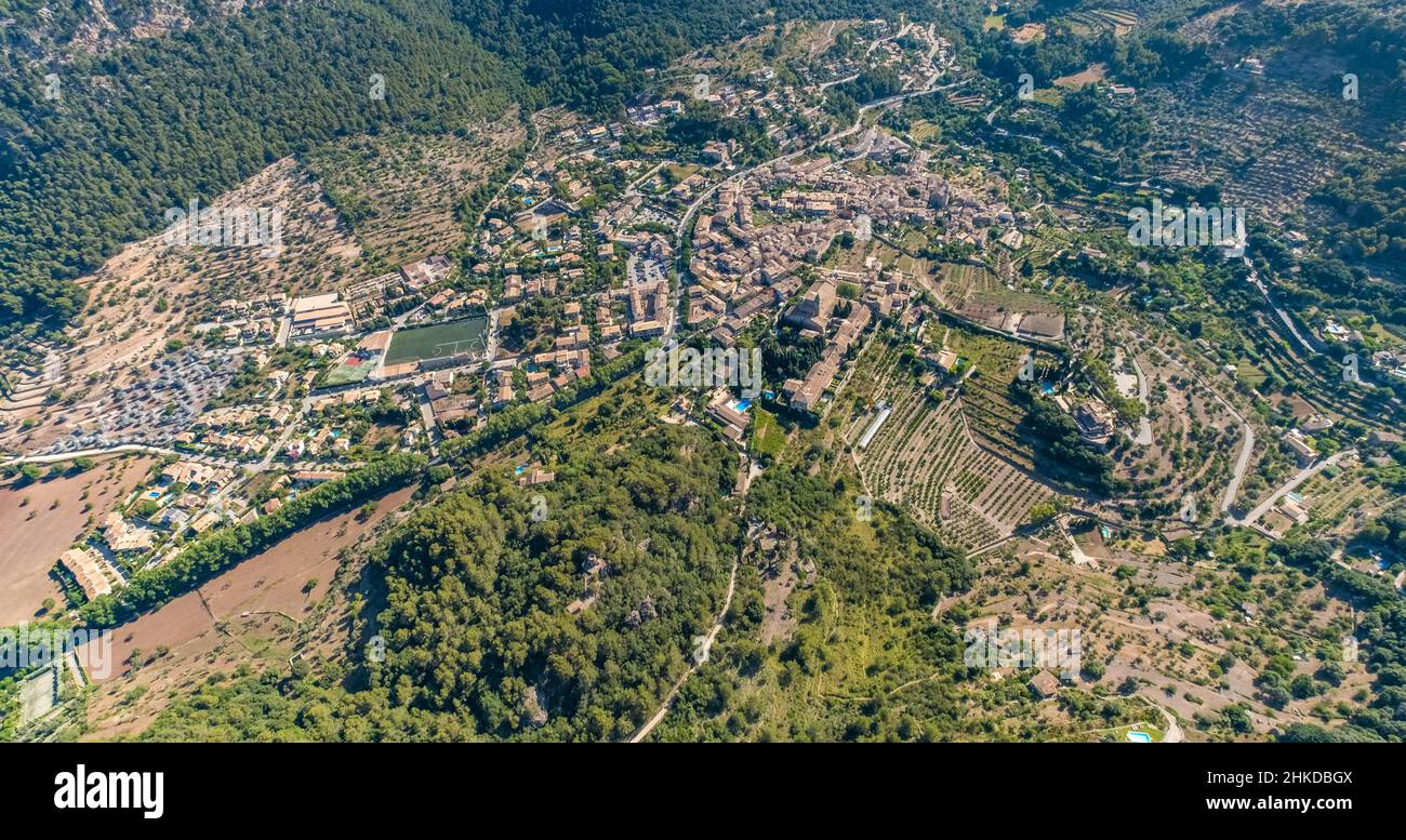 Aerial view, village view and former monastery complex Charterhouse of ...