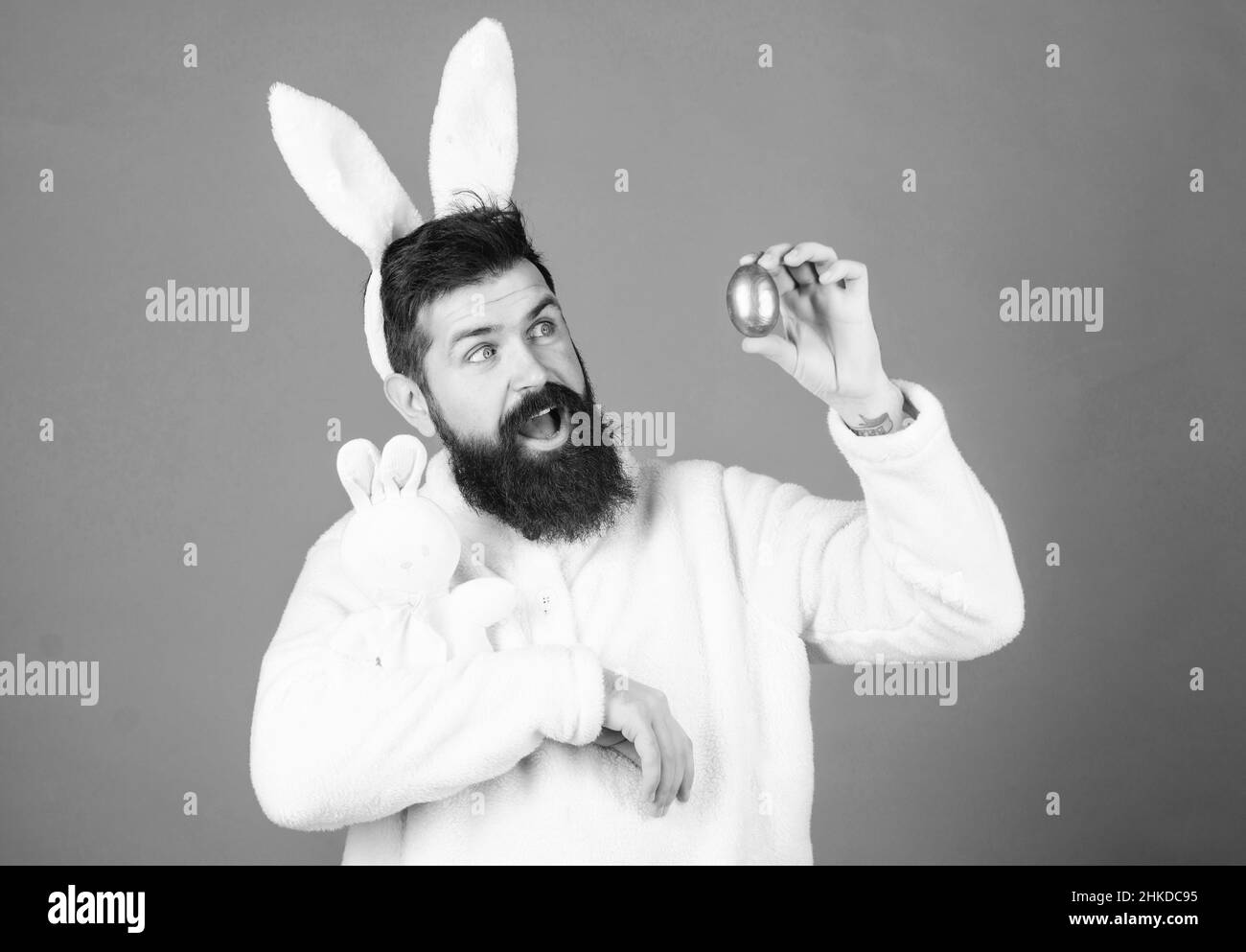 Man handsome face wear white bunny ears. Easter bunny. White bunny ...