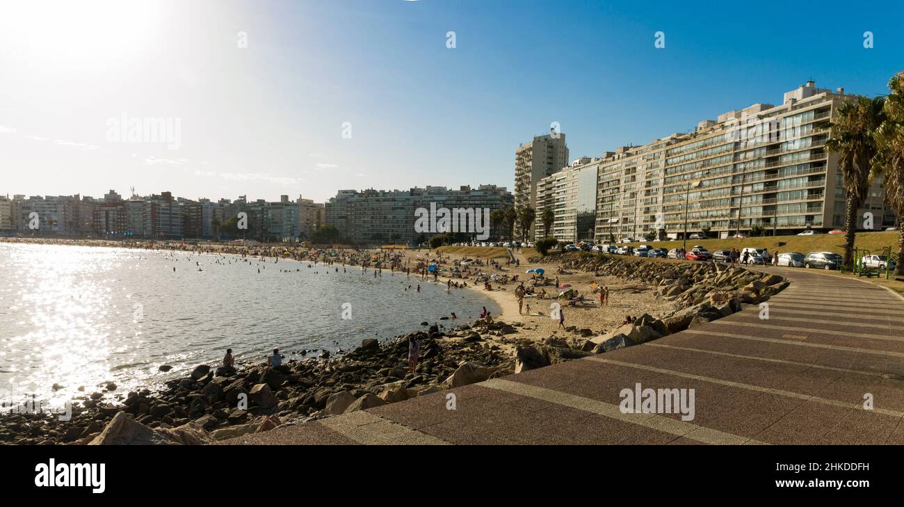 Montevideo, Uruguay - 11th January 2022 - Beautiful sunset on Pocitos ...
