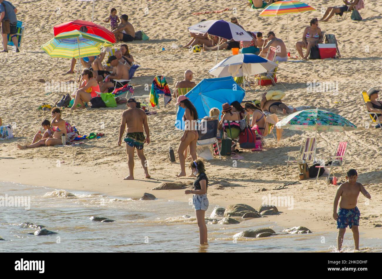 Montevideo, Uruguay - 11th January 2022 - Beautiful sunset on Pocitos ...