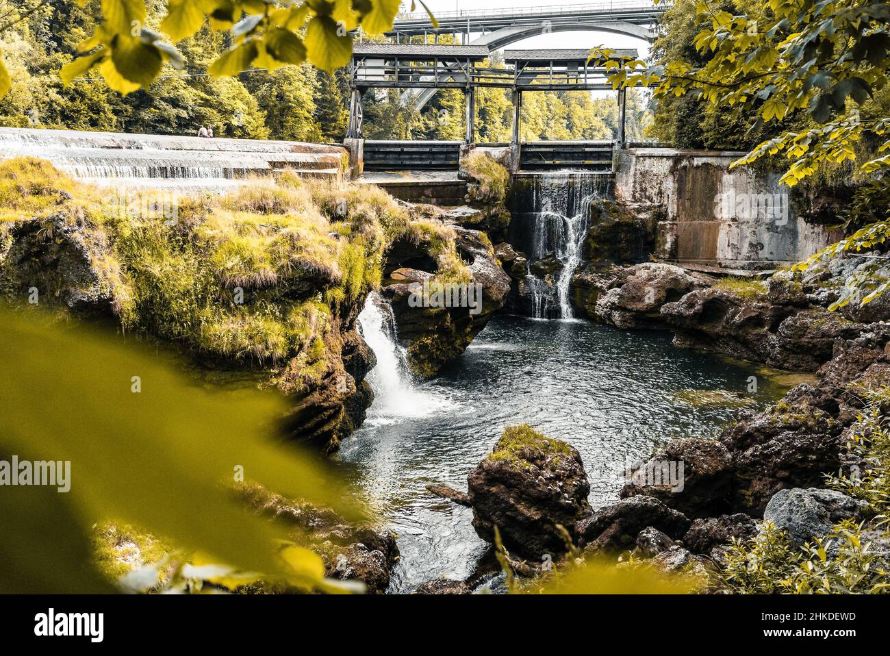 Scenic waterfall in a park Stock Photo - Alamy
