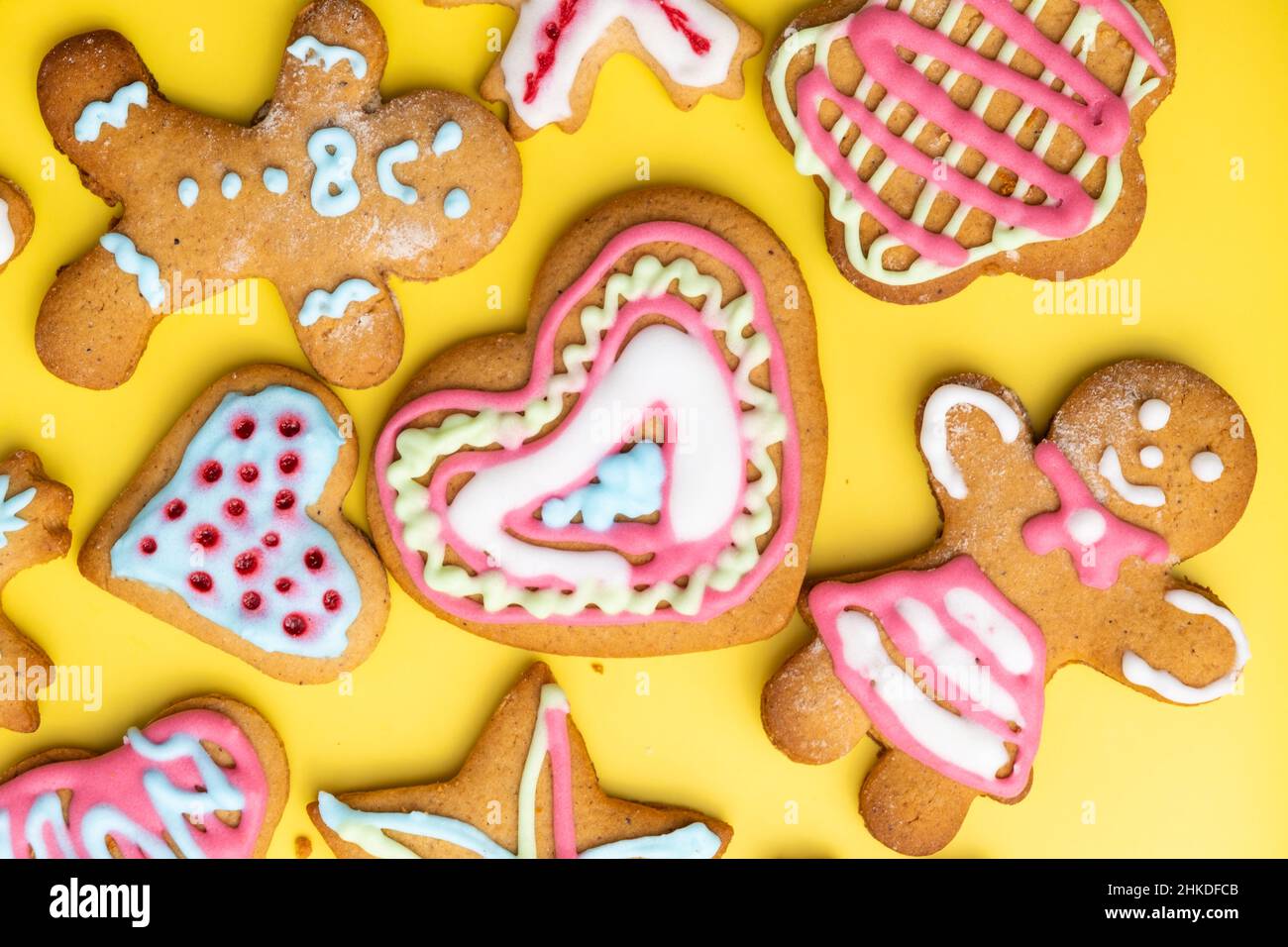 Heart shaped sugar cookies and boy and girl gingerbread for St ...