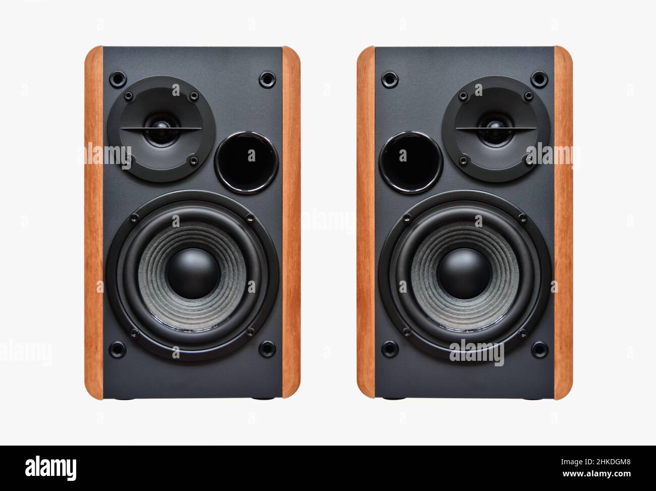 Speakers front view on a white background isolated. Music audio system ...