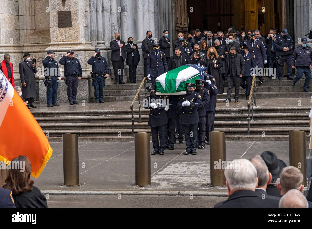 New York, United States. 02nd Feb, 2022. The casket of fallen NYPD ...