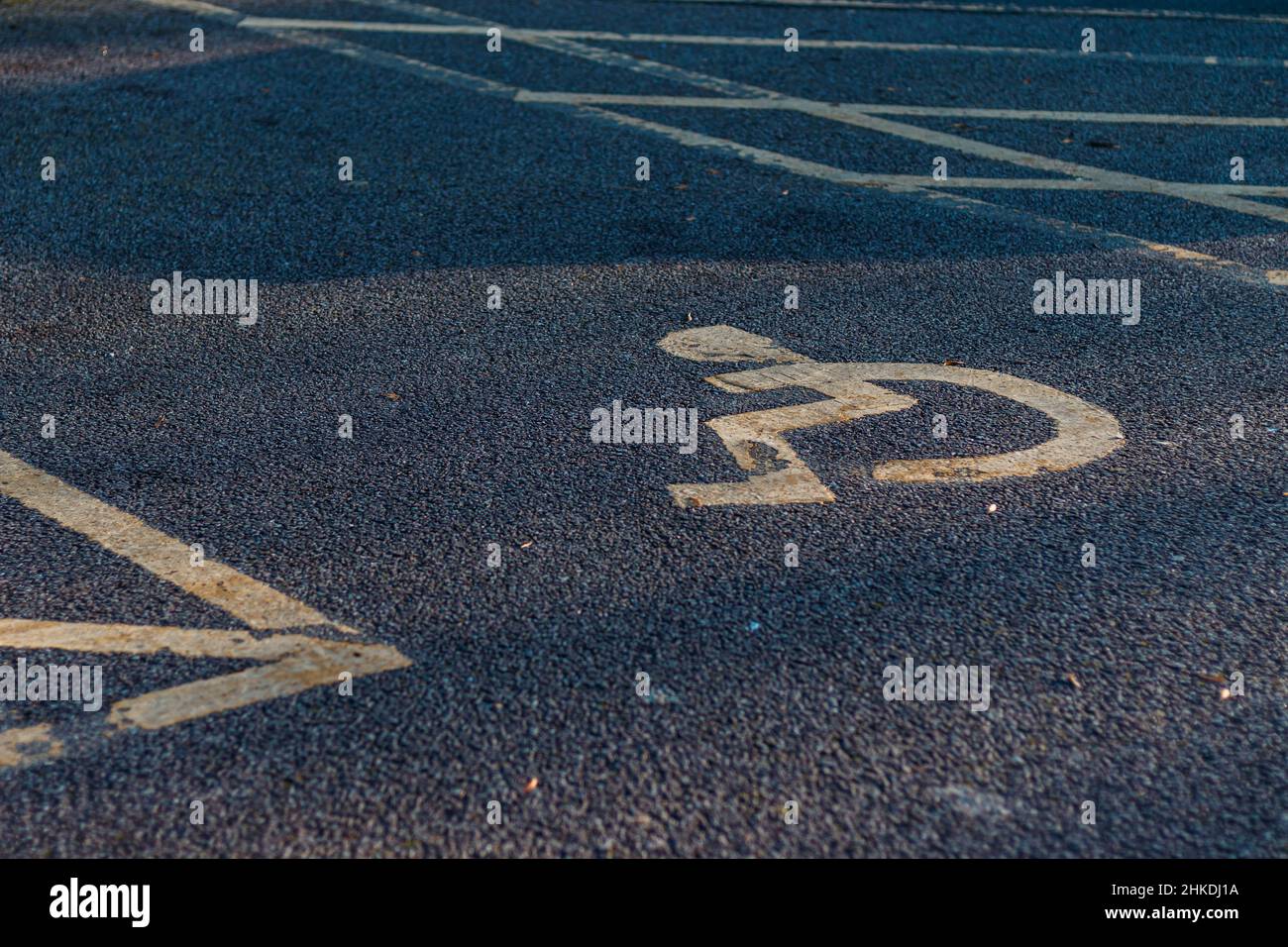 Disabled parking. Accessible parking spot. Blue badge. Yellow ...