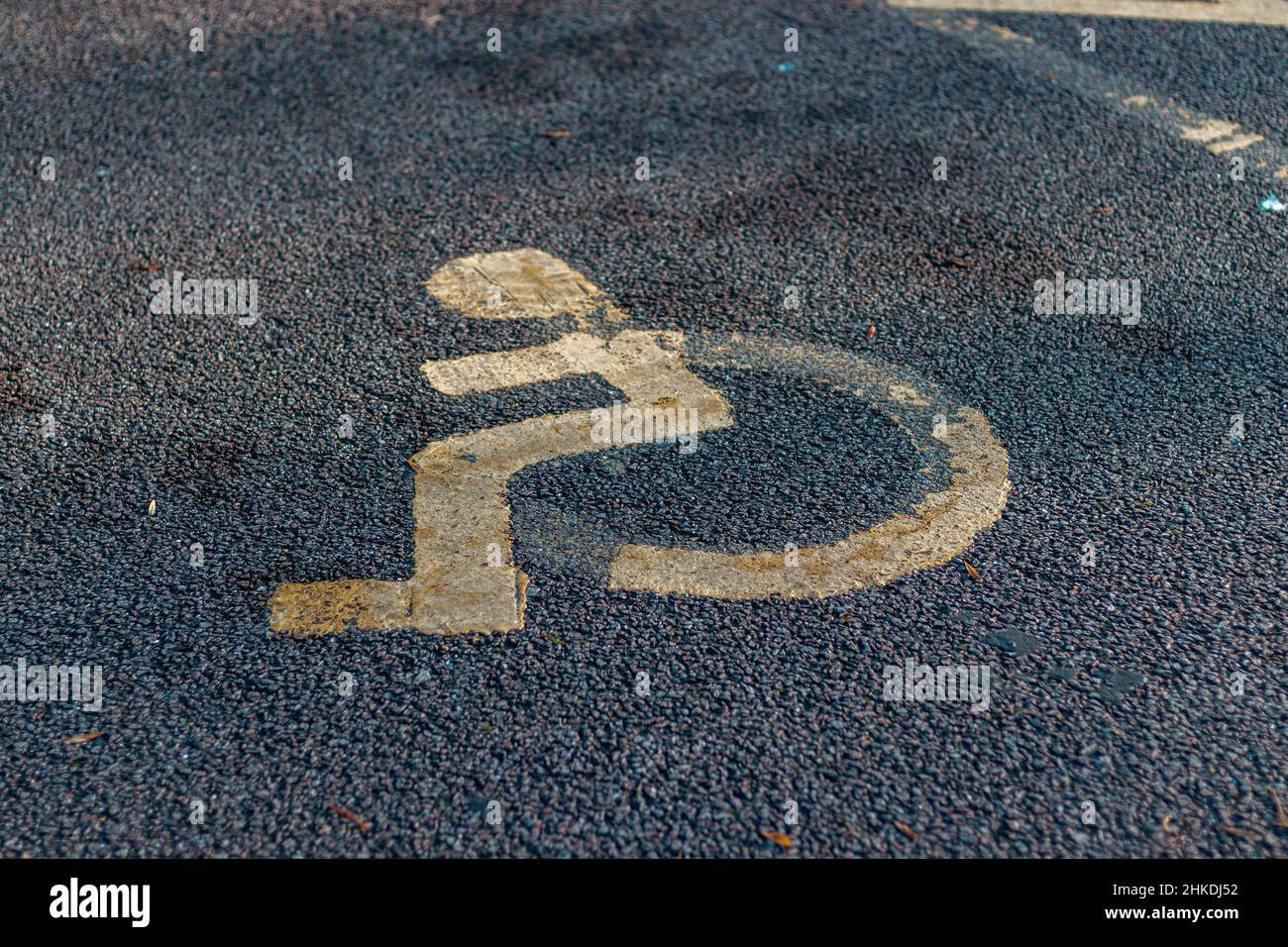 Disabled parking. Accessible parking spot. Blue badge. Yellow ...