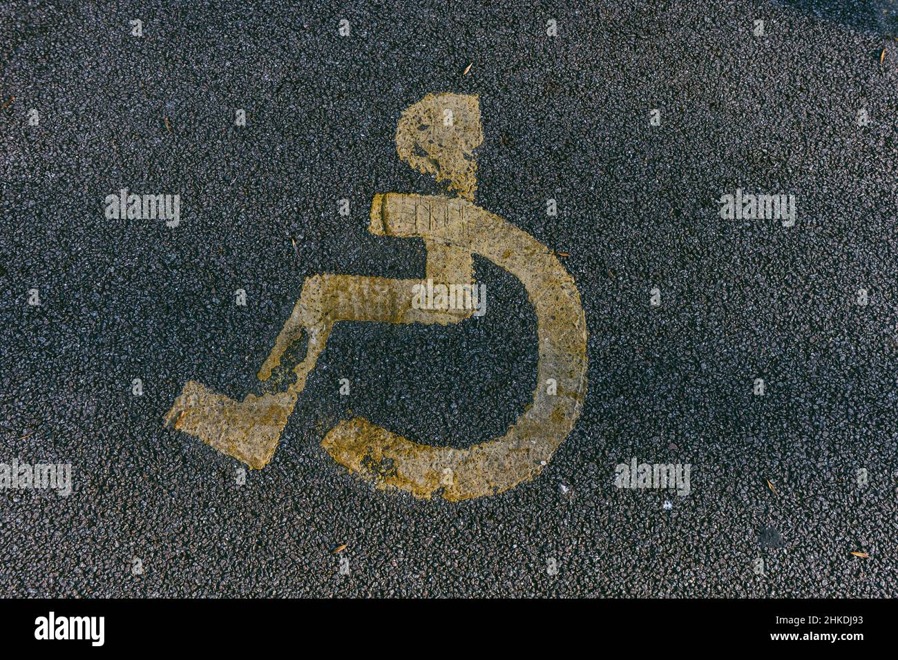 Disabled parking. Accessible parking spot. Blue badge. Yellow ...