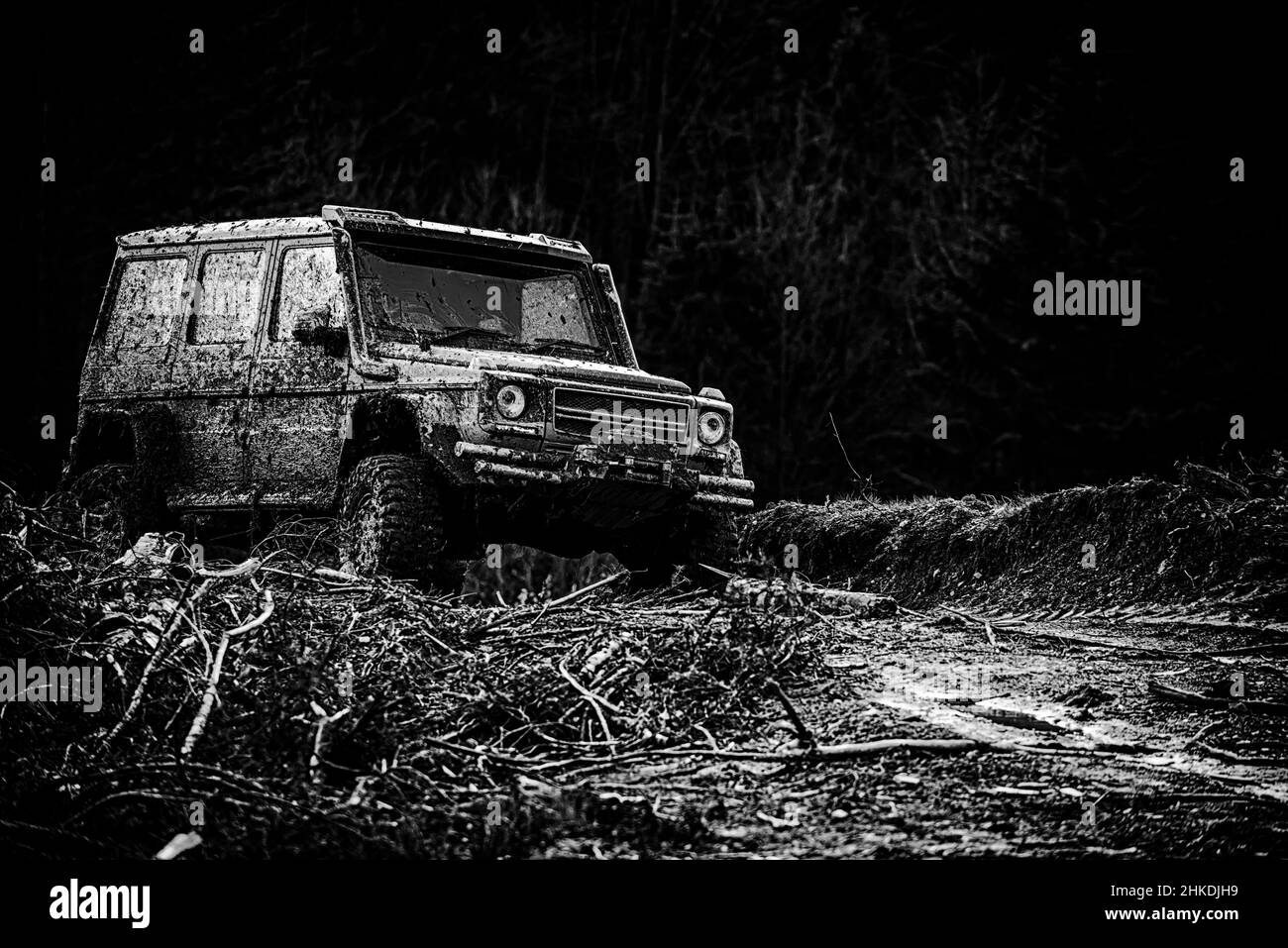 Travel concept with big 4x4 car. Jeep outdoors adventures. Rally racing ...
