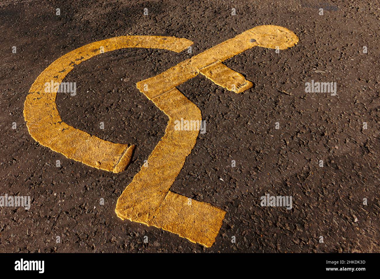 Disabled parking. Accessible parking spot. Blue badge. Yellow ...