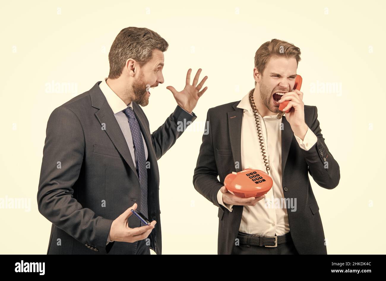 Angry man shout in telephone receiver. Telephone problem. Communication ...