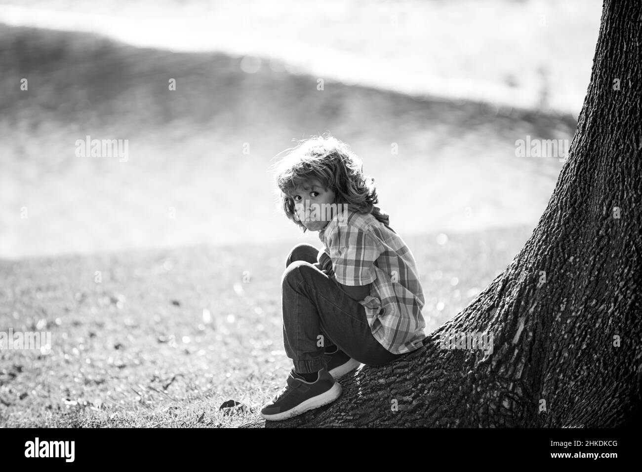Child abuse concept. Lonely depressed kid. Loneliness boy. Human ...
