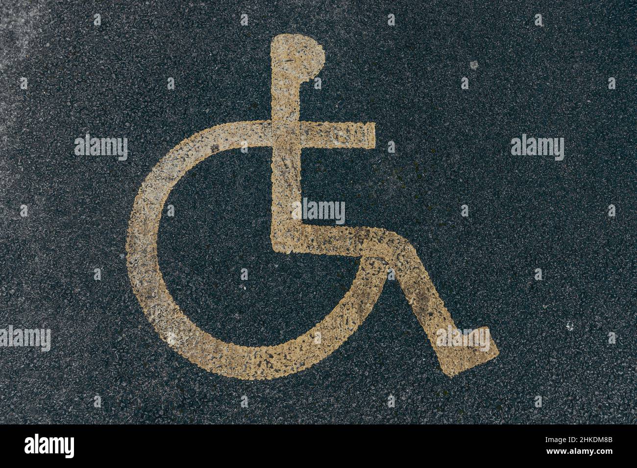 Disabled parking. Accessible parking spot. Blue badge. Yellow ...