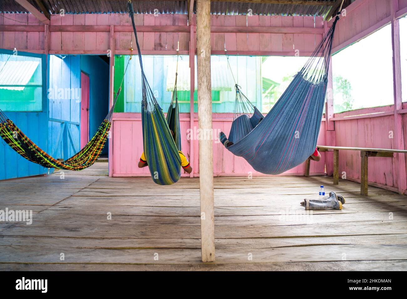 nap in the hammock, at Sacambu Reserve, Amazon, Peru Stock Photo - Alamy