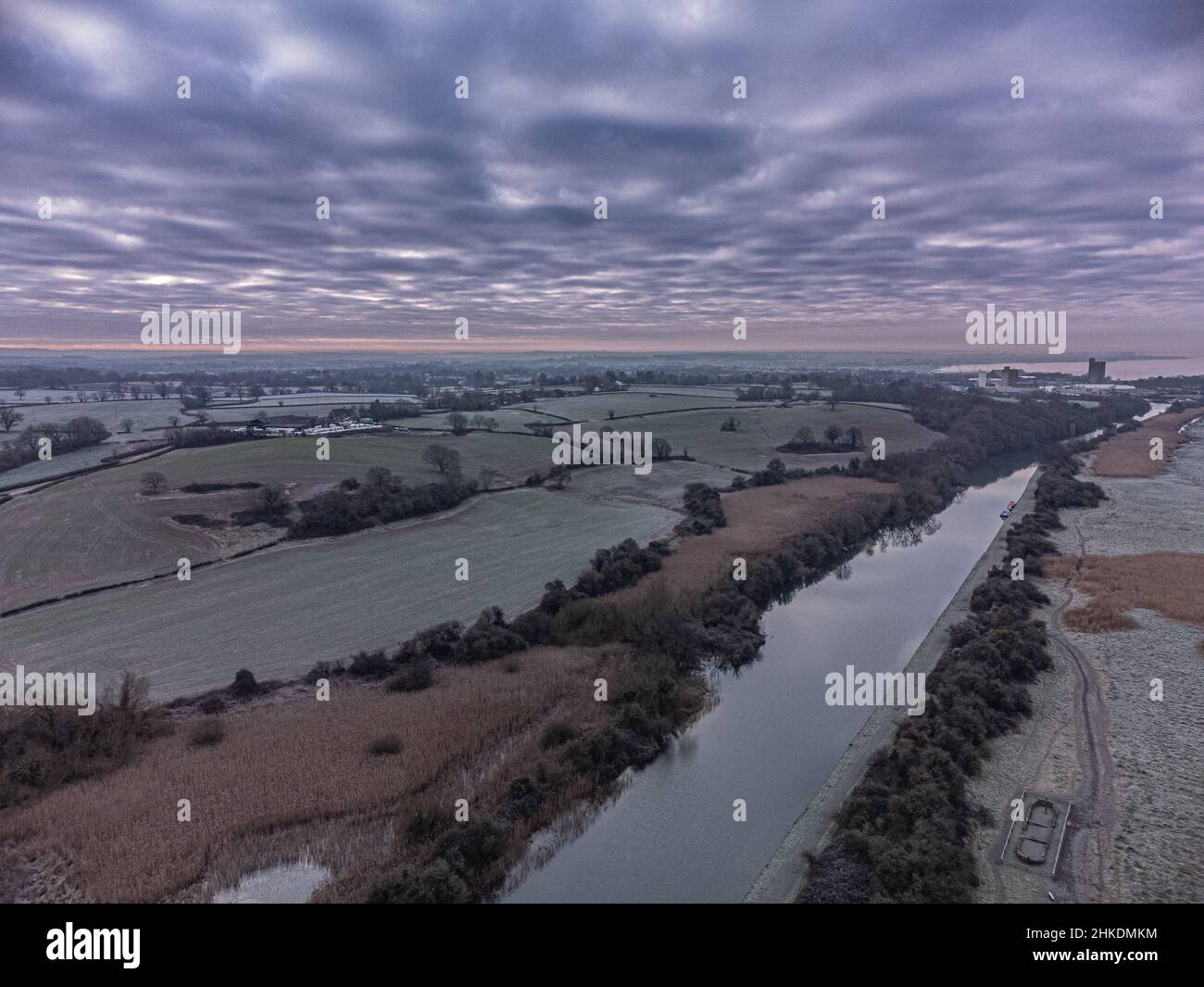 Gloucester and Sharpness Canal running alongside the river Severn Stock ...