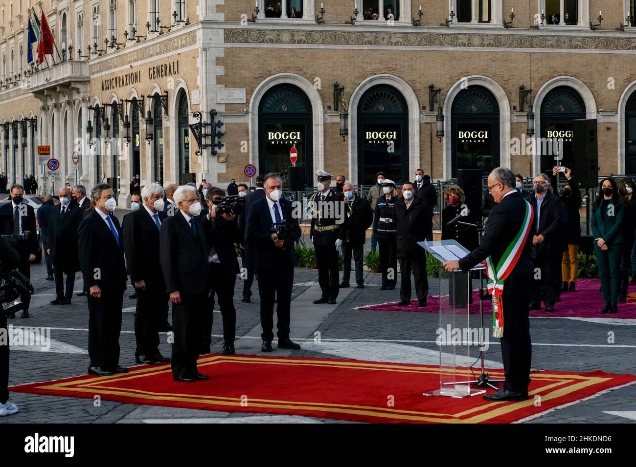 Roberto Gualtieri, mayor of Rome, speaks in front of Italian President ...