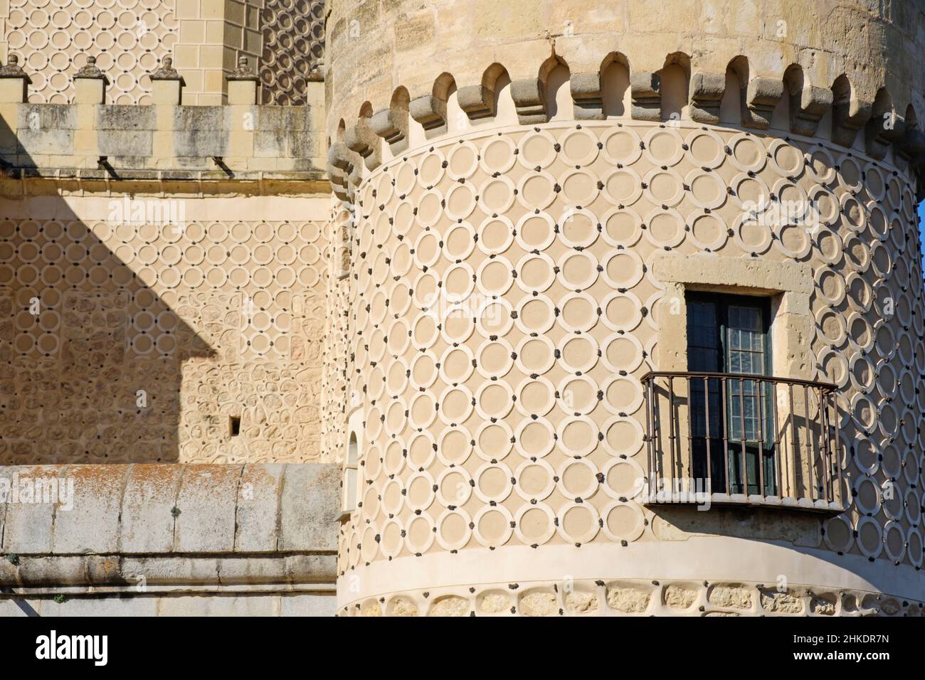Detail of the decoration of the wall in Alcazar fortress in Segovia ...