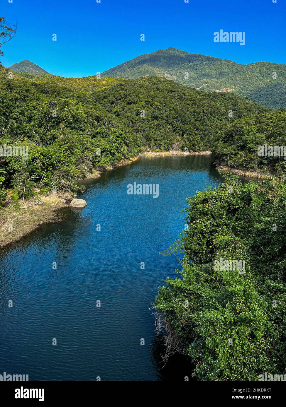 View of a river in the Tai Tam Intermediate Reservoir in Hong Kong ...