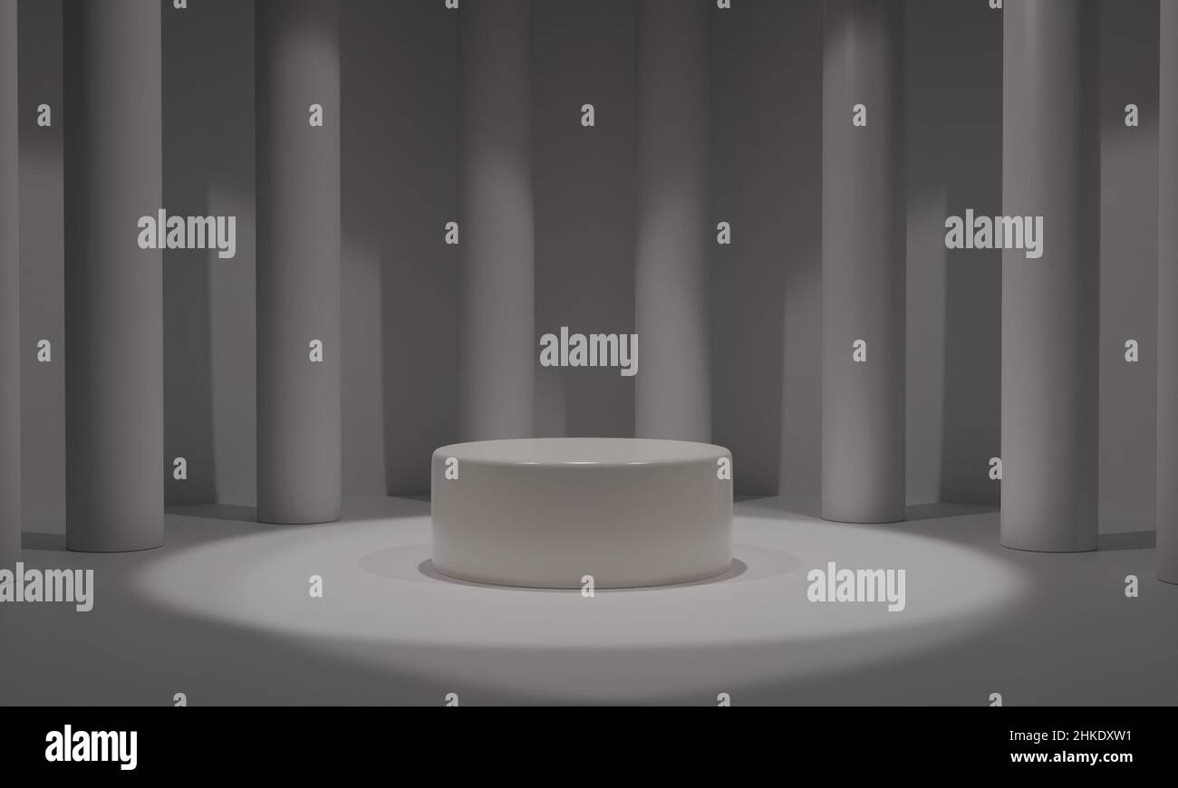 white podium with spotlight in the studio room.3d rendering Stock Photo ...