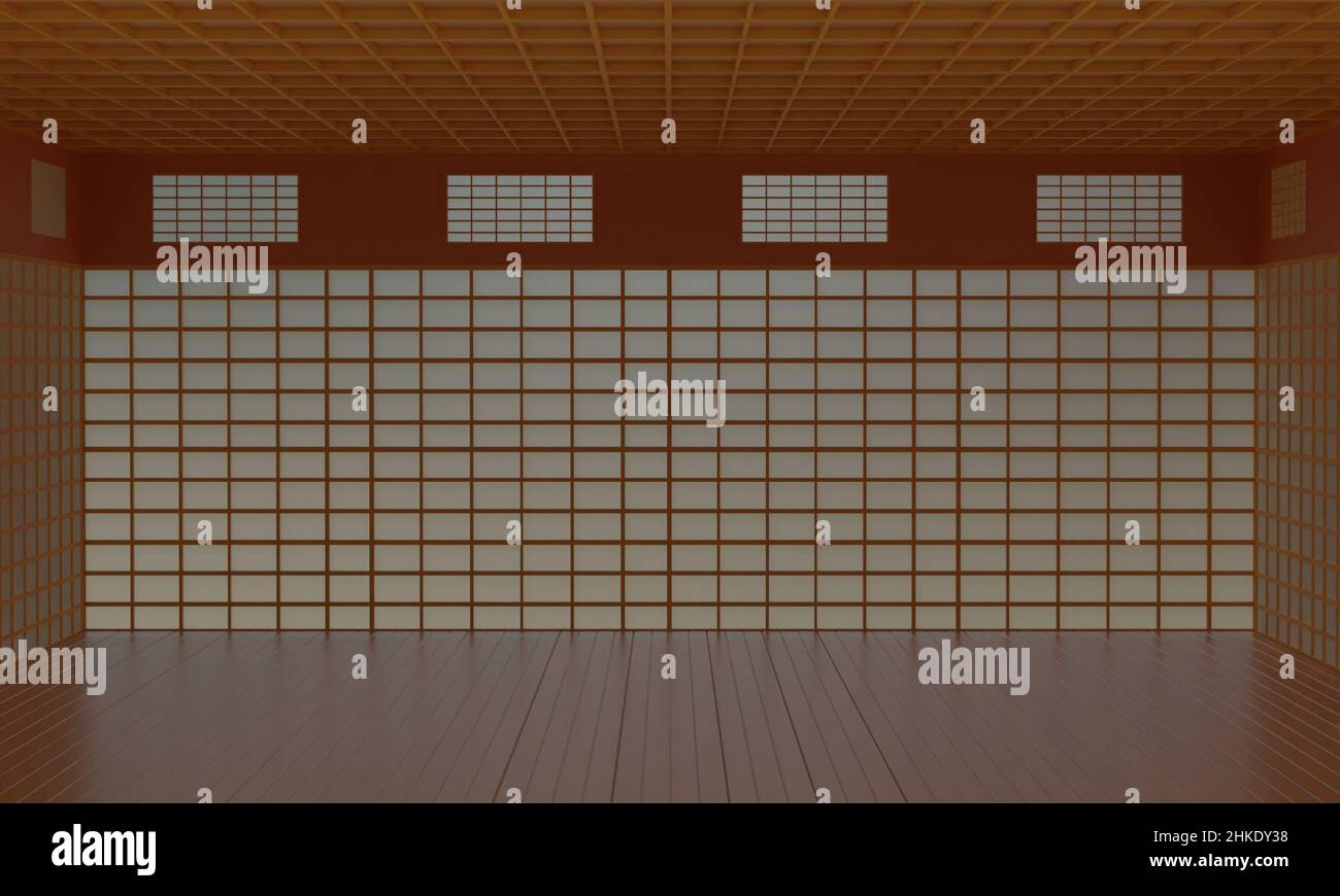 indoor dojo room in japan.3d rendering Stock Photo - Alamy