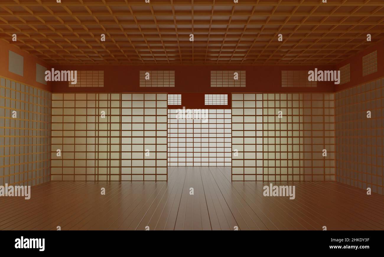 indoor dojo room in japan.3d rendering Stock Photo - Alamy