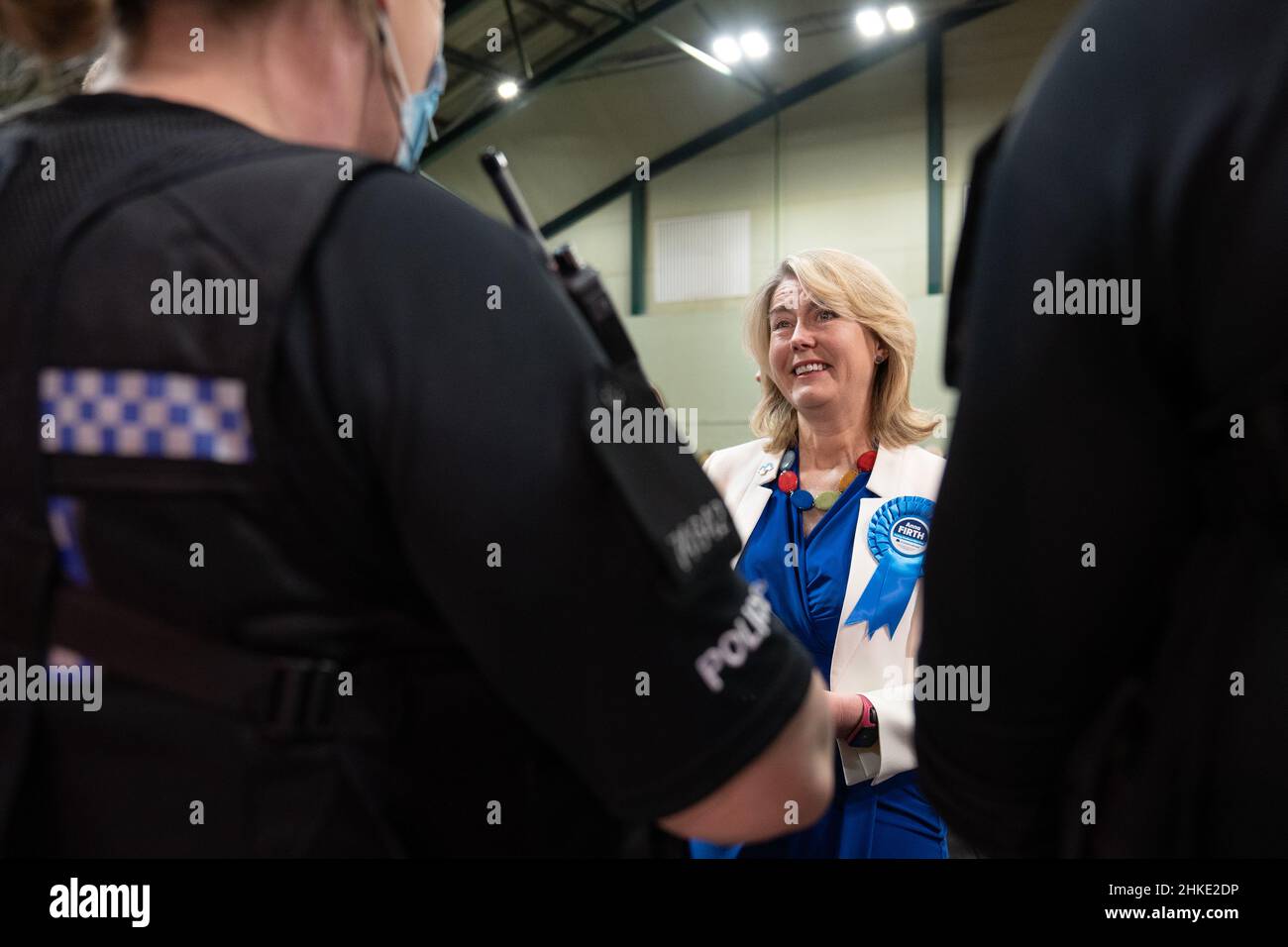 Newly elected Conservative MP Anna Firth talks to police officers at ...