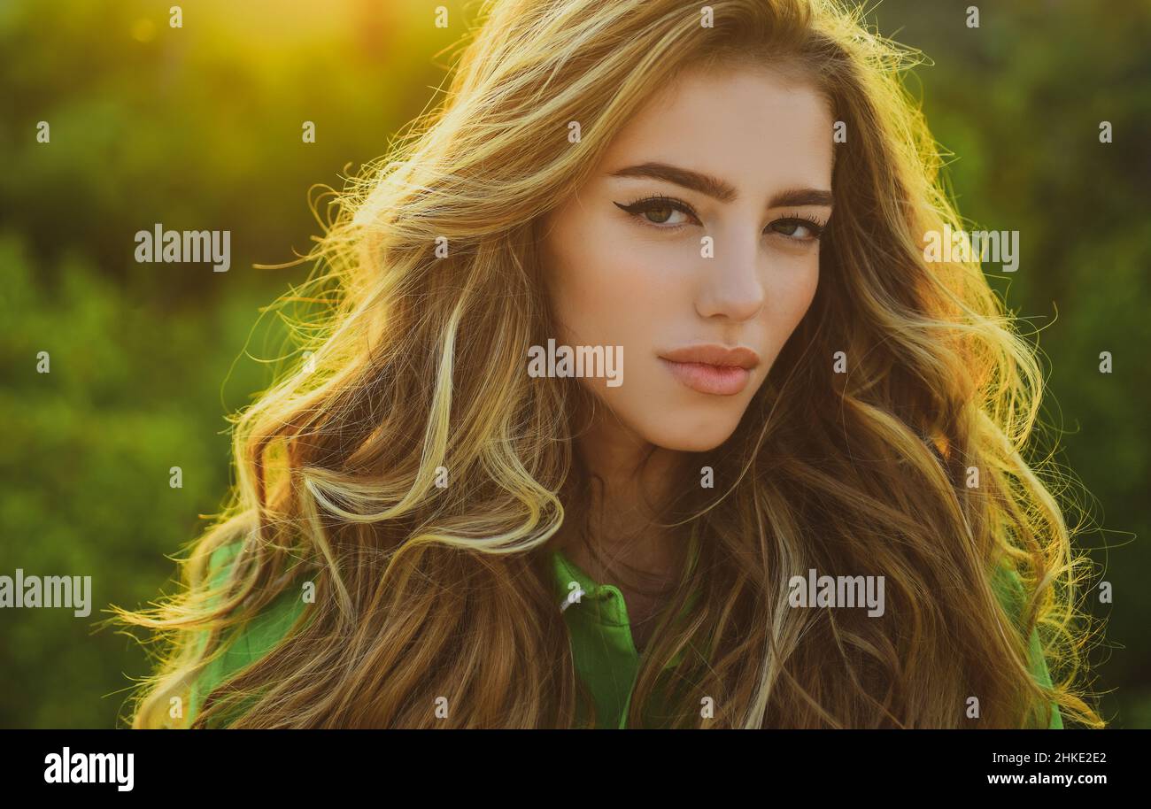 Spring beauty fashion woman outdoor. Treatment and skincare. Natural ...