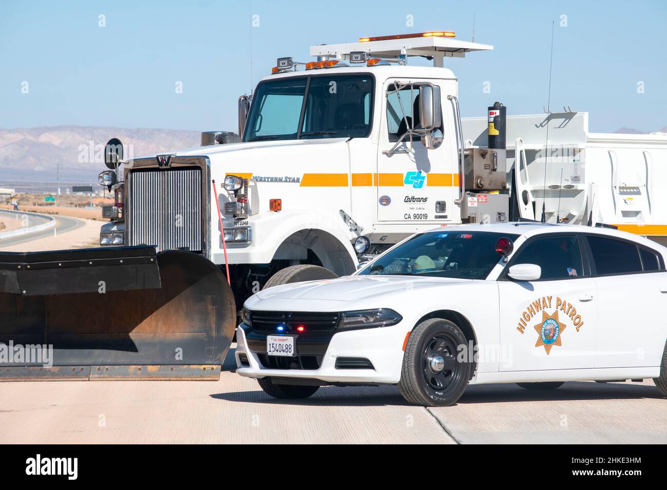 A California state highway near the town of Mojave in Kern County is ...