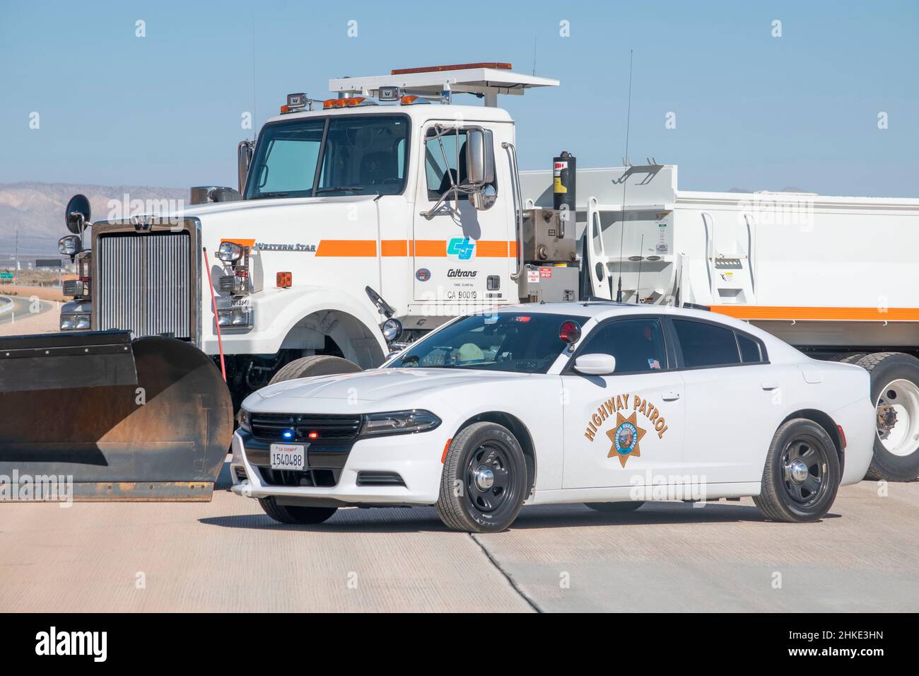 A California state highway near the town of Mojave in Kern County is ...