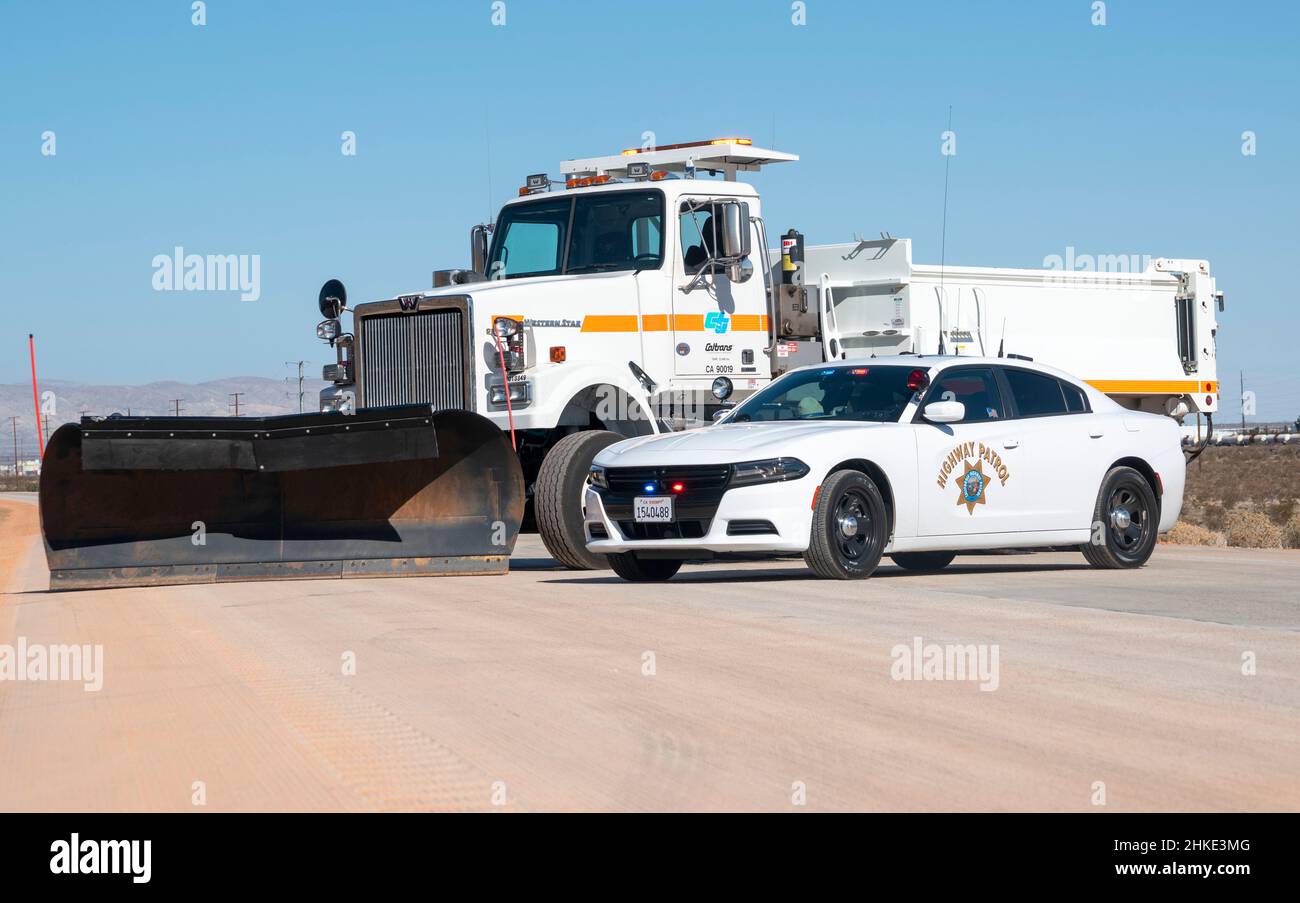 A California state highway near the town of Mojave in Kern County is ...
