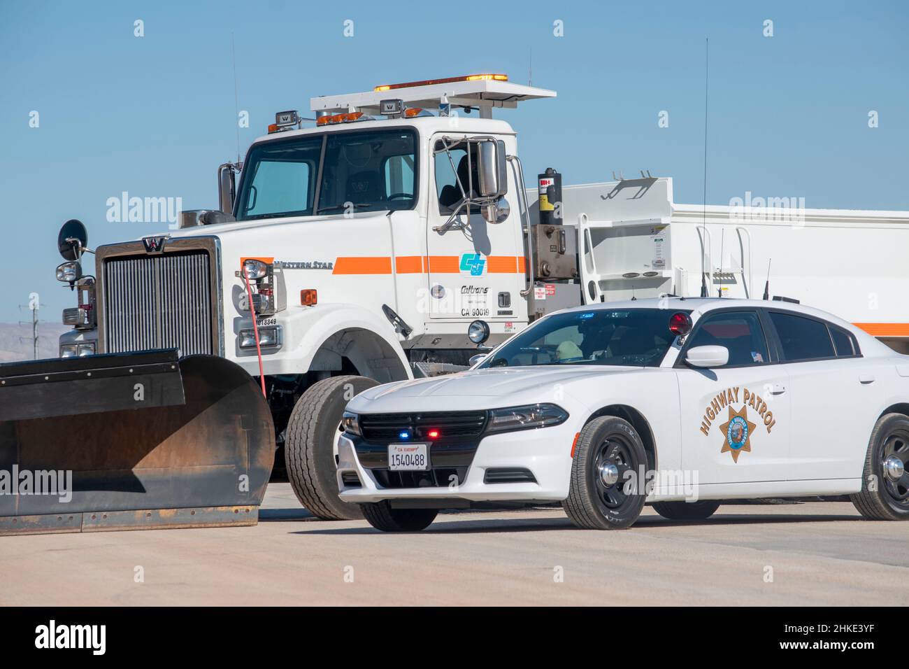 A California state highway near the town of Mojave in Kern County is ...