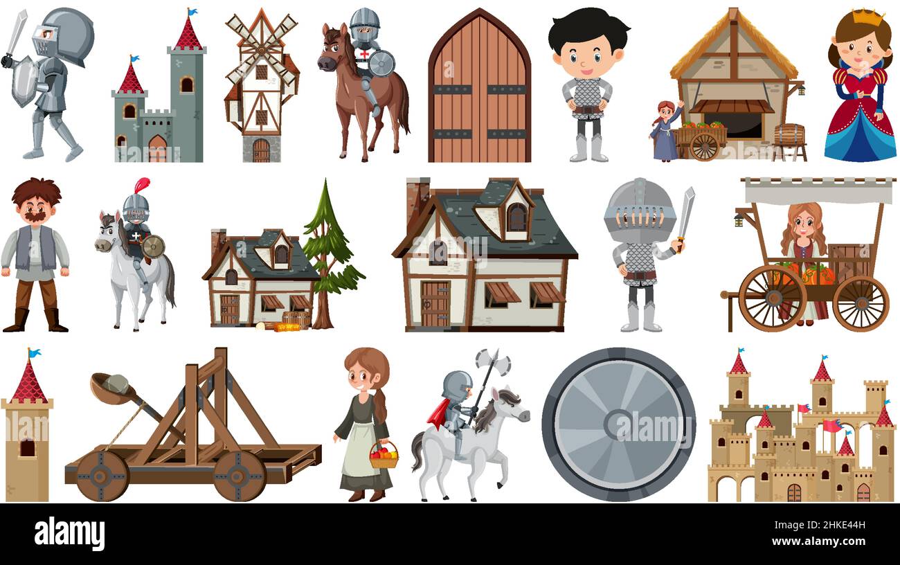 Set of fantasy cartoon characters illustration Stock Vector Image & Art ...