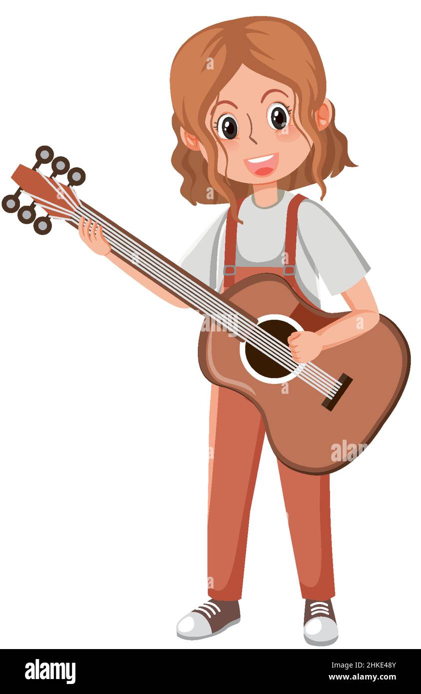 A female musician cartoon character on white background illustration ...