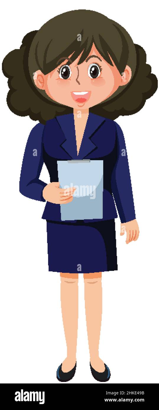 A secretary cartoon character on white background illustration Stock ...