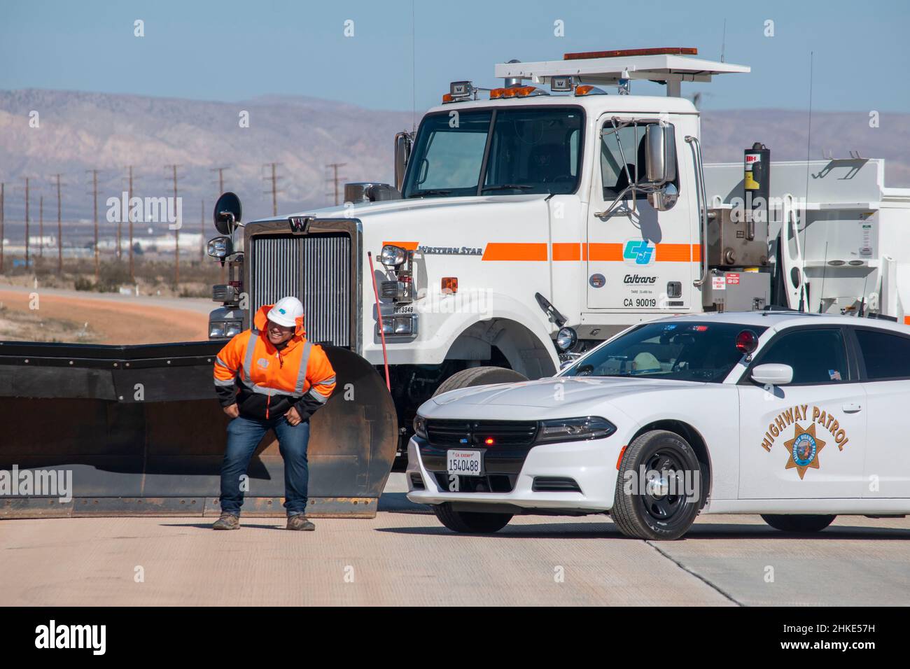 A California state highway near the town of Mojave in Kern County is ...