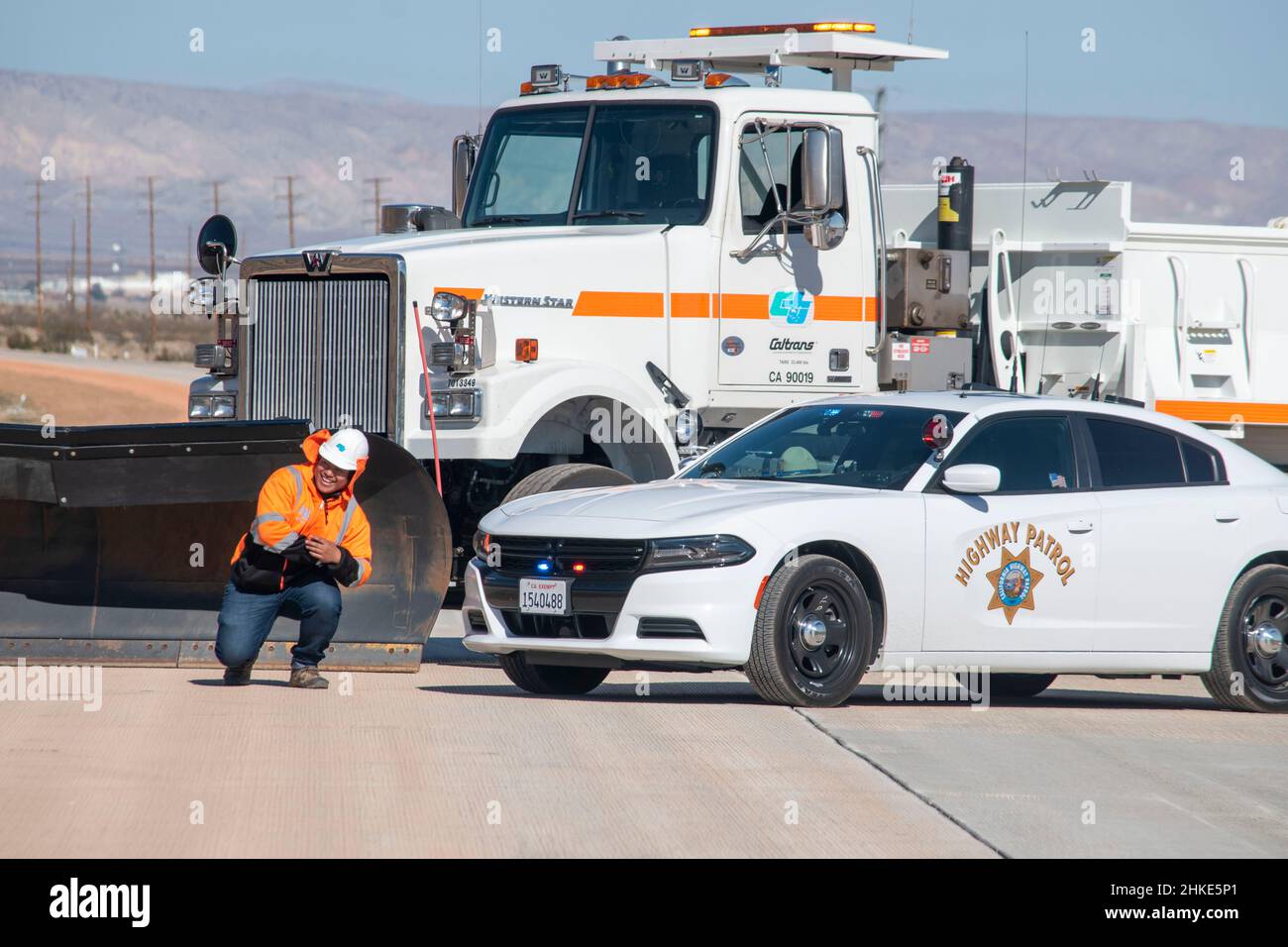 A California state highway near the town of Mojave in Kern County is ...