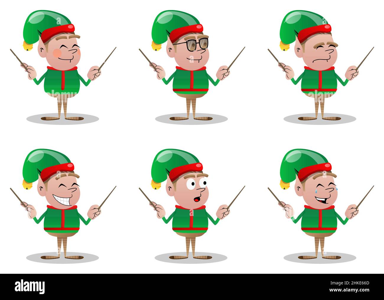 Christmas Elf orchestra conductor. Vector cartoon character ...