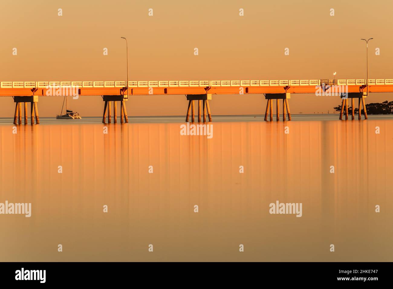 Section of the famous bridge on Bribie Island in Australia with ...