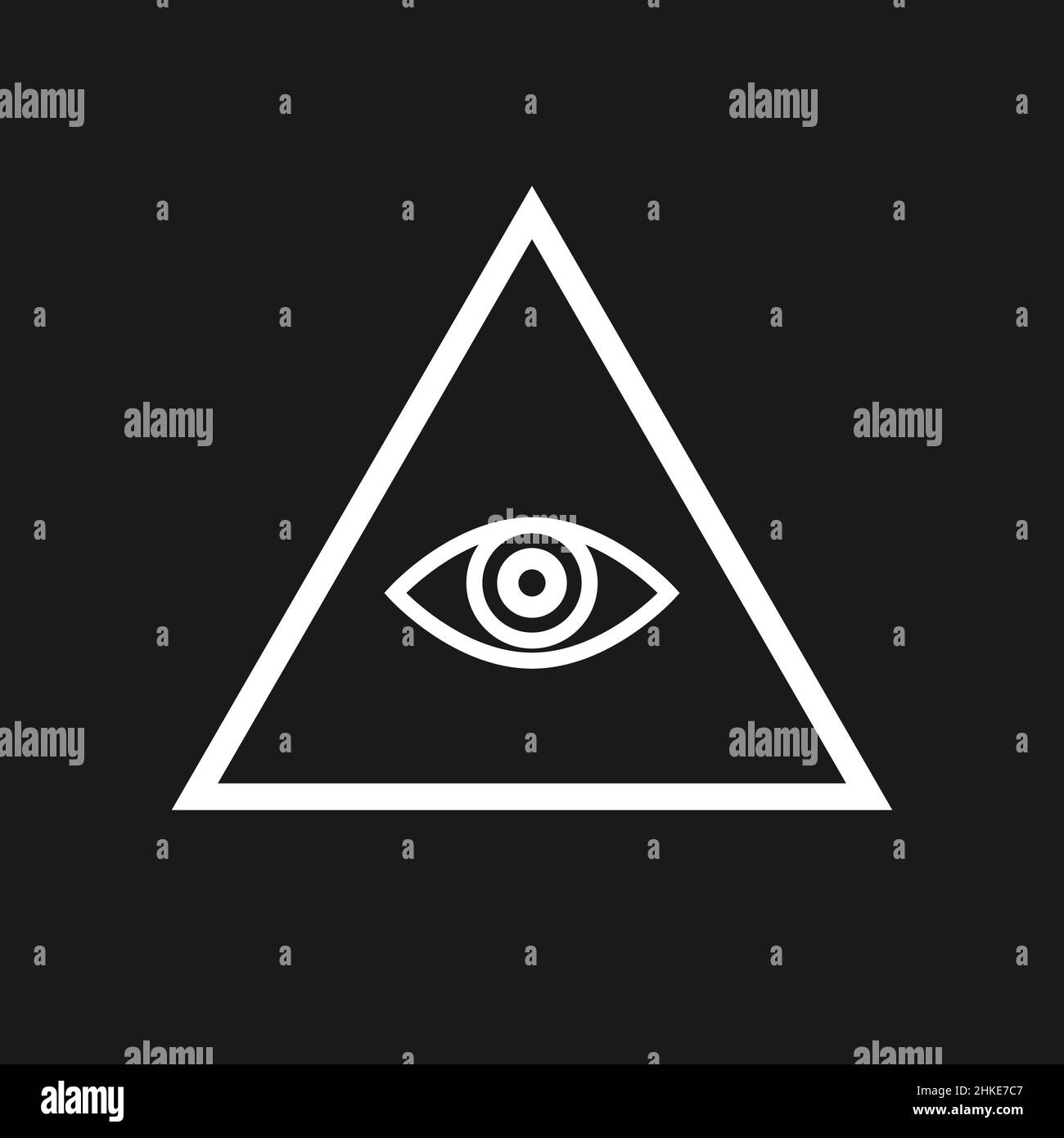 Retrowave triangle 1980s style. Black and white triangle with eye ...