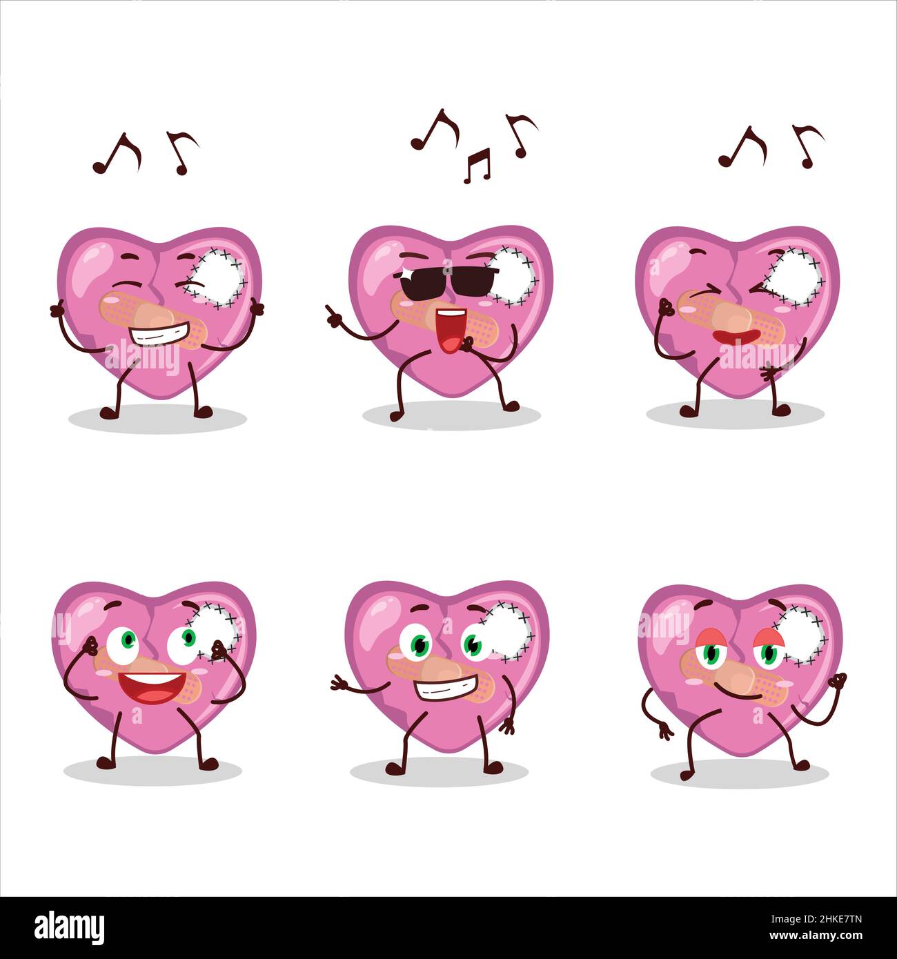 An image of pink broken heart love dancer cartoon character enjoying ...