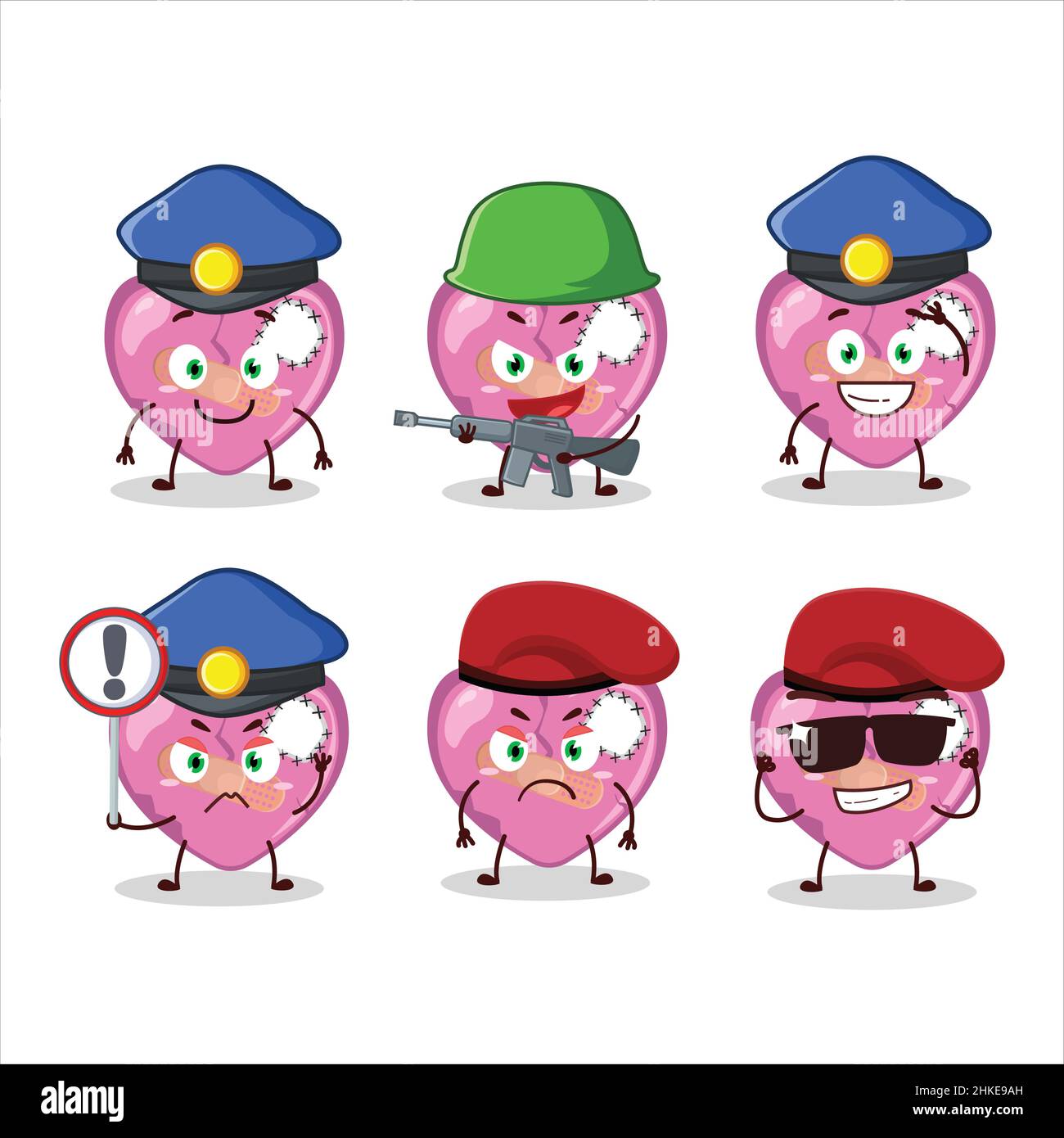 A dedicated Police officer of pink broken heart love mascot design ...