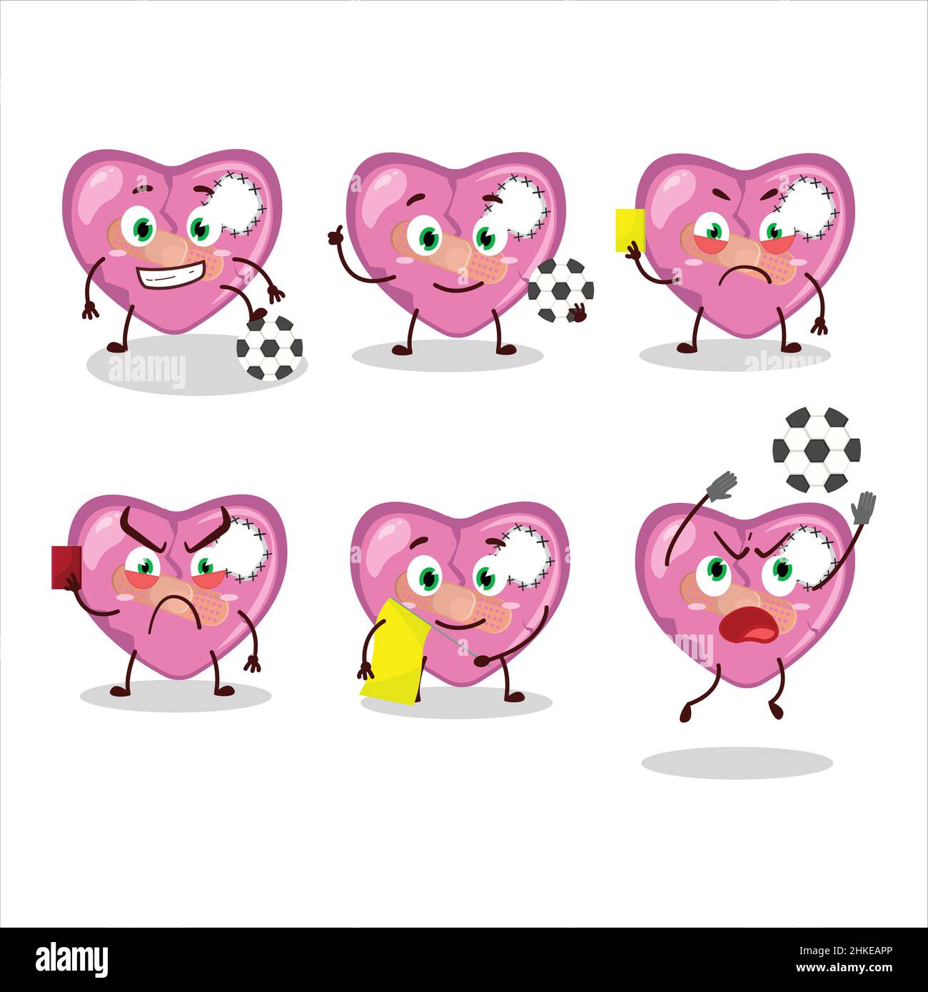 Pink broken heart love cartoon character working as a Football referee ...