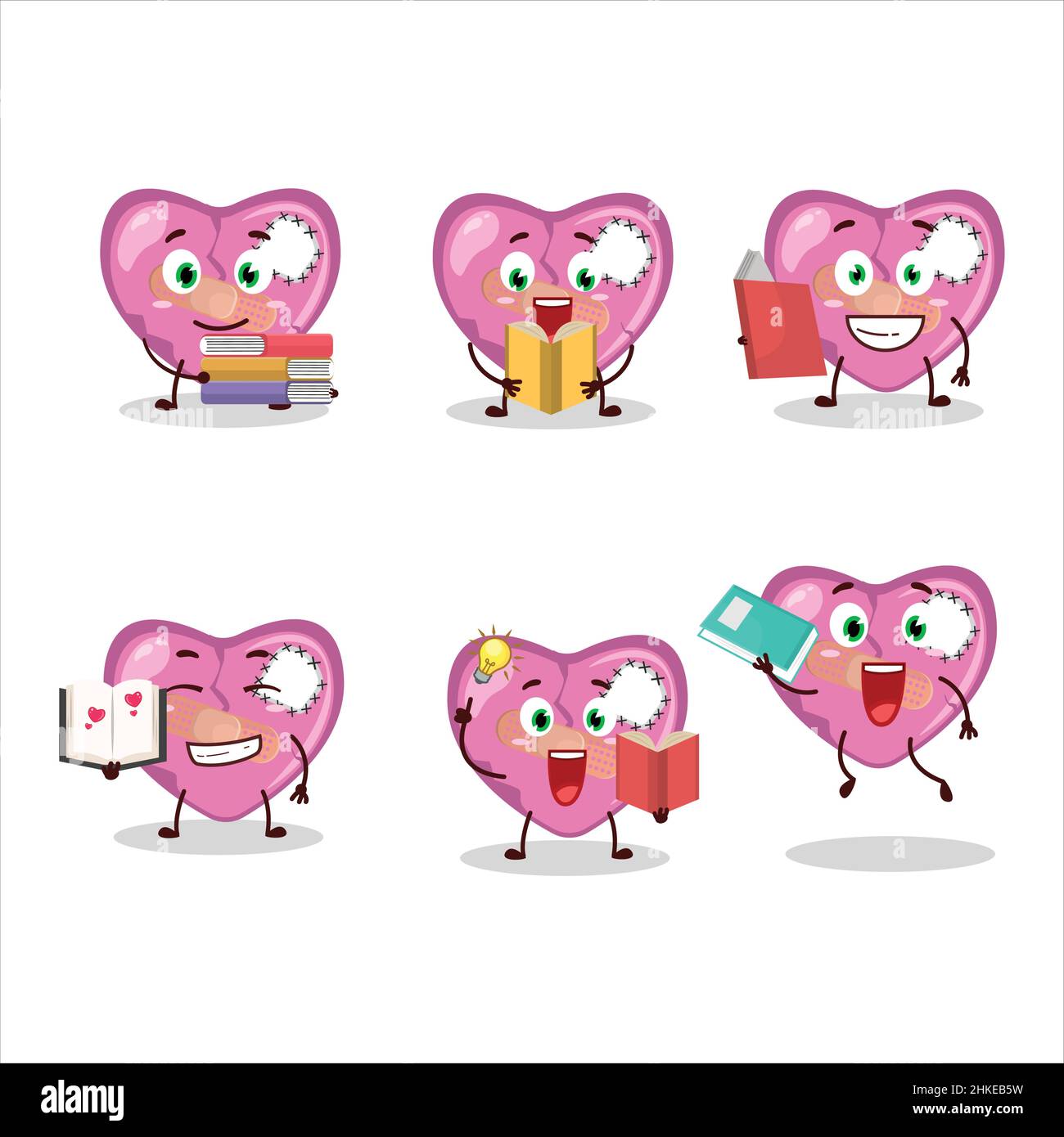 A picture of pink broken heart love cartoon character concept reading ...