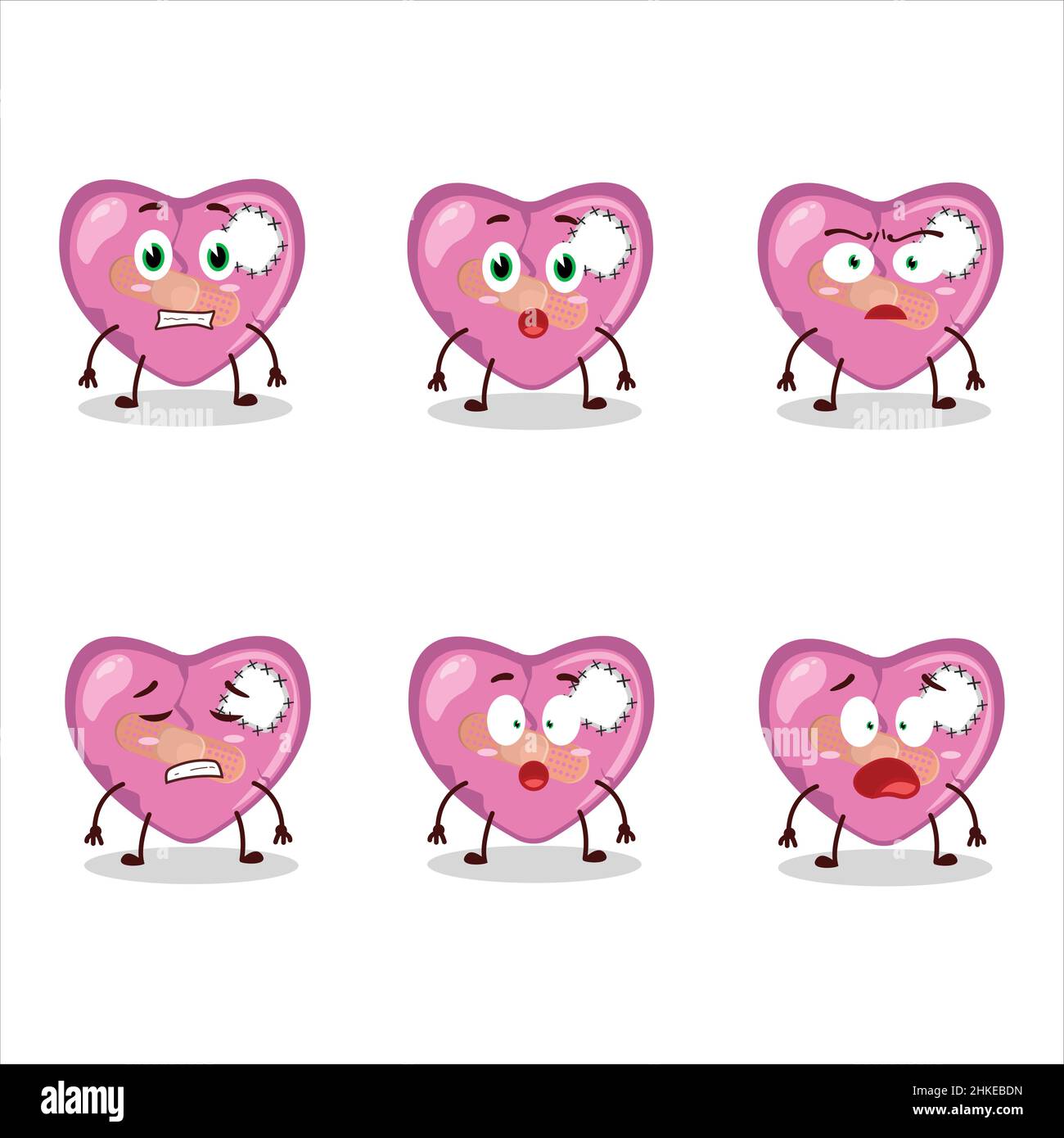 Character cartoon of pink broken heart love with scared expression ...