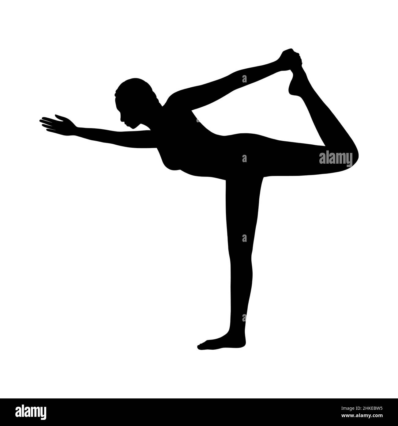 Yogi woman silhouette practicing hatha asana. Woman in Dancer yoga pose ...