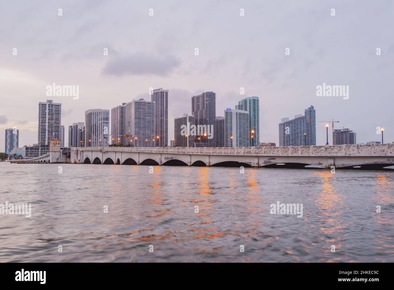 Miami city skyline view from Biscayne Bay Stock Photo - Alamy