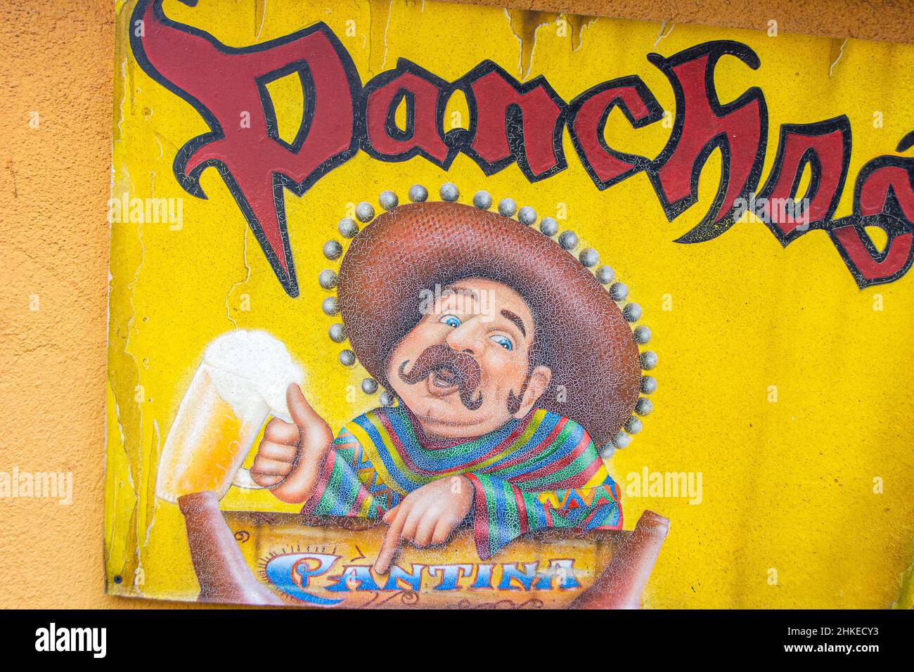 A sign advertising a Mexican restaurant called, "Panchos Stock Photo ...