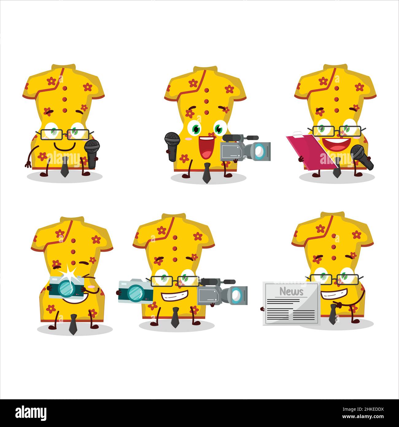 Character reporter yellow clothing of chinese woman cute mascot with ...