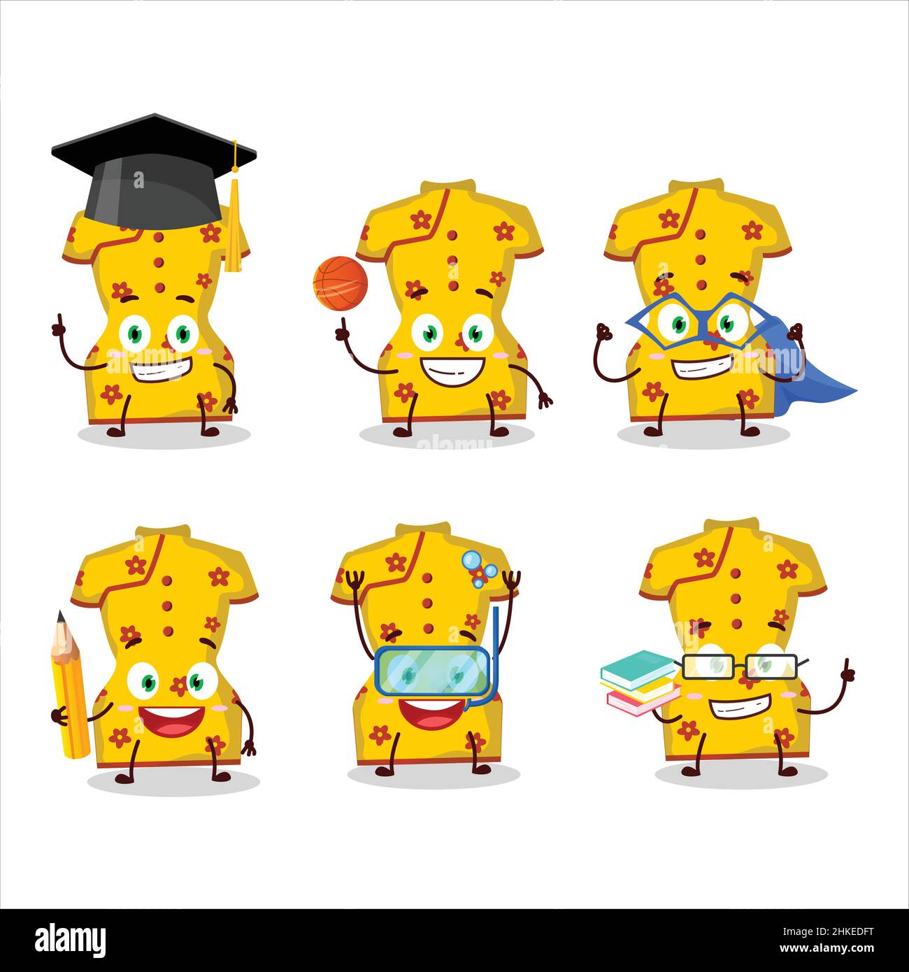 School student of yellow clothing of chinese woman cartoon character ...