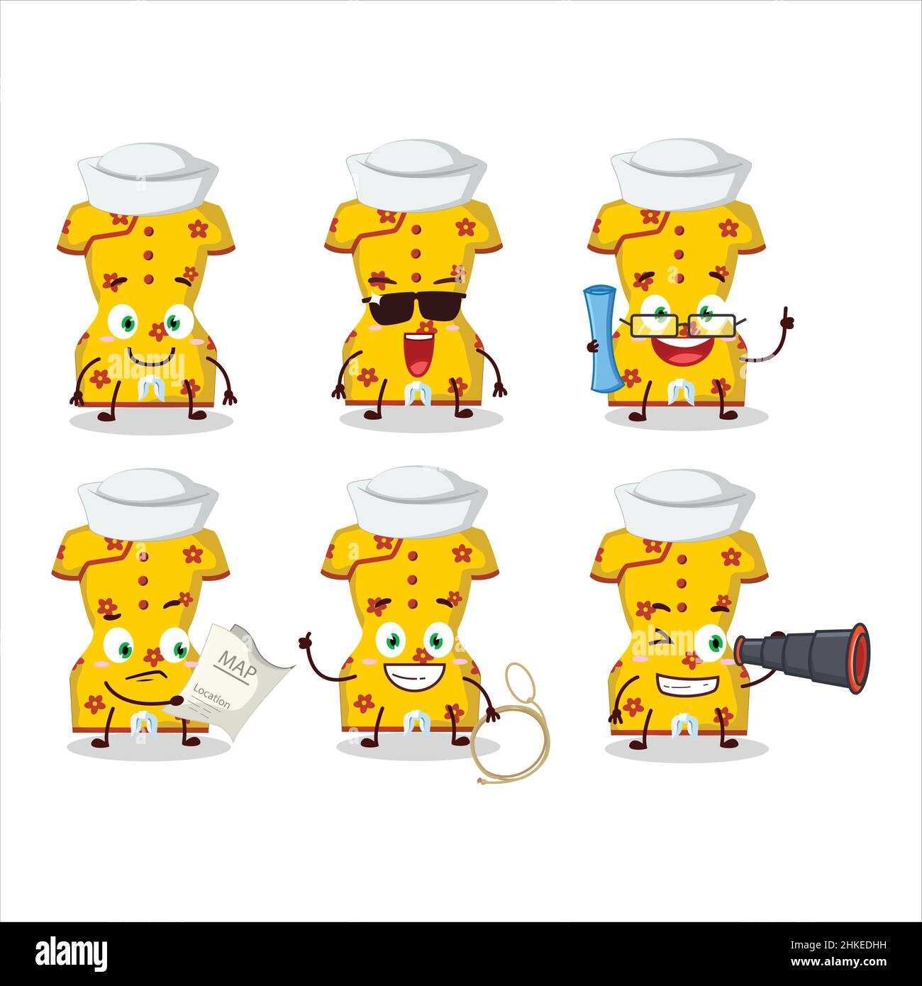 A character image design of yellow clothing of chinese woman as a ship ...